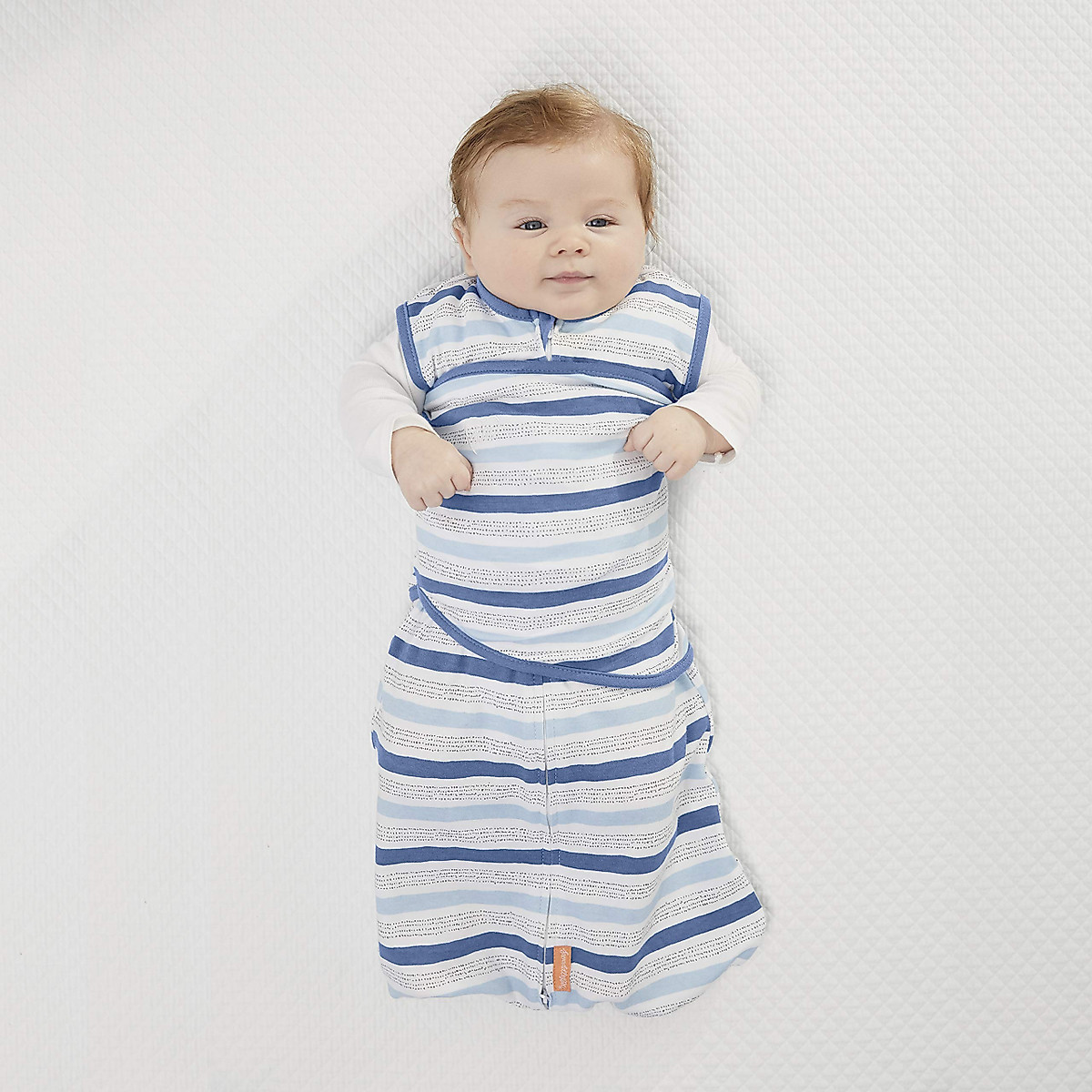 SwaddleMe Arms Free Convertible Swaddle – Size Large, 3-6 Months, 1-Pack (Chambray Stripe)