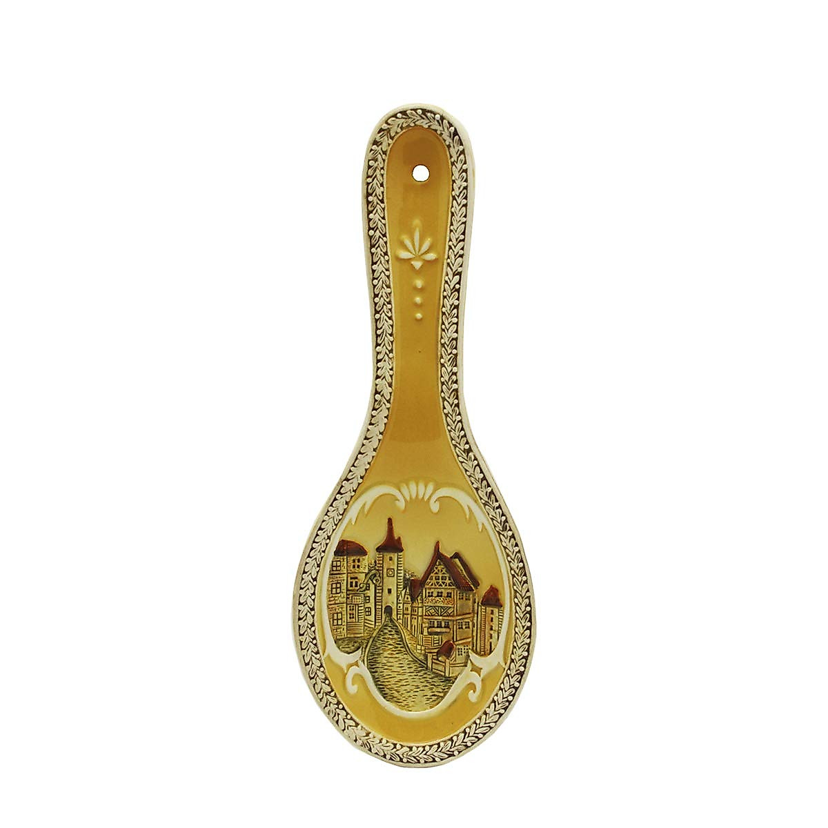 Decorative Ceramic Kitchen Spoon Rest by E.H.G | Deluxe German Village Scene