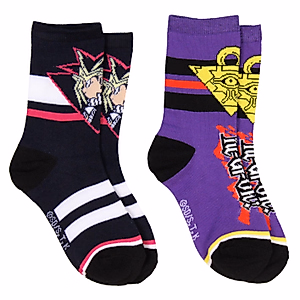 Yu-Gi-Oh! Boys' Socks Yami Yugi Pyramid Of Light 2 Pairs Kids Athletic Crew Socks