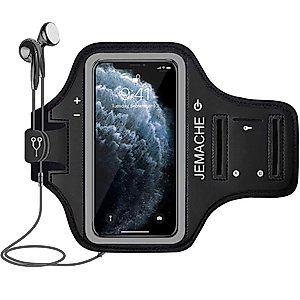 iPhone 15 Pro Max, 14 Pro Max, 15 Plus Armband, JEMACHE Gym Running Workouts Arm Band for iPhone 15/14 Plus, 15/14/13/12/11 Pro Max, Xs Max (Black)