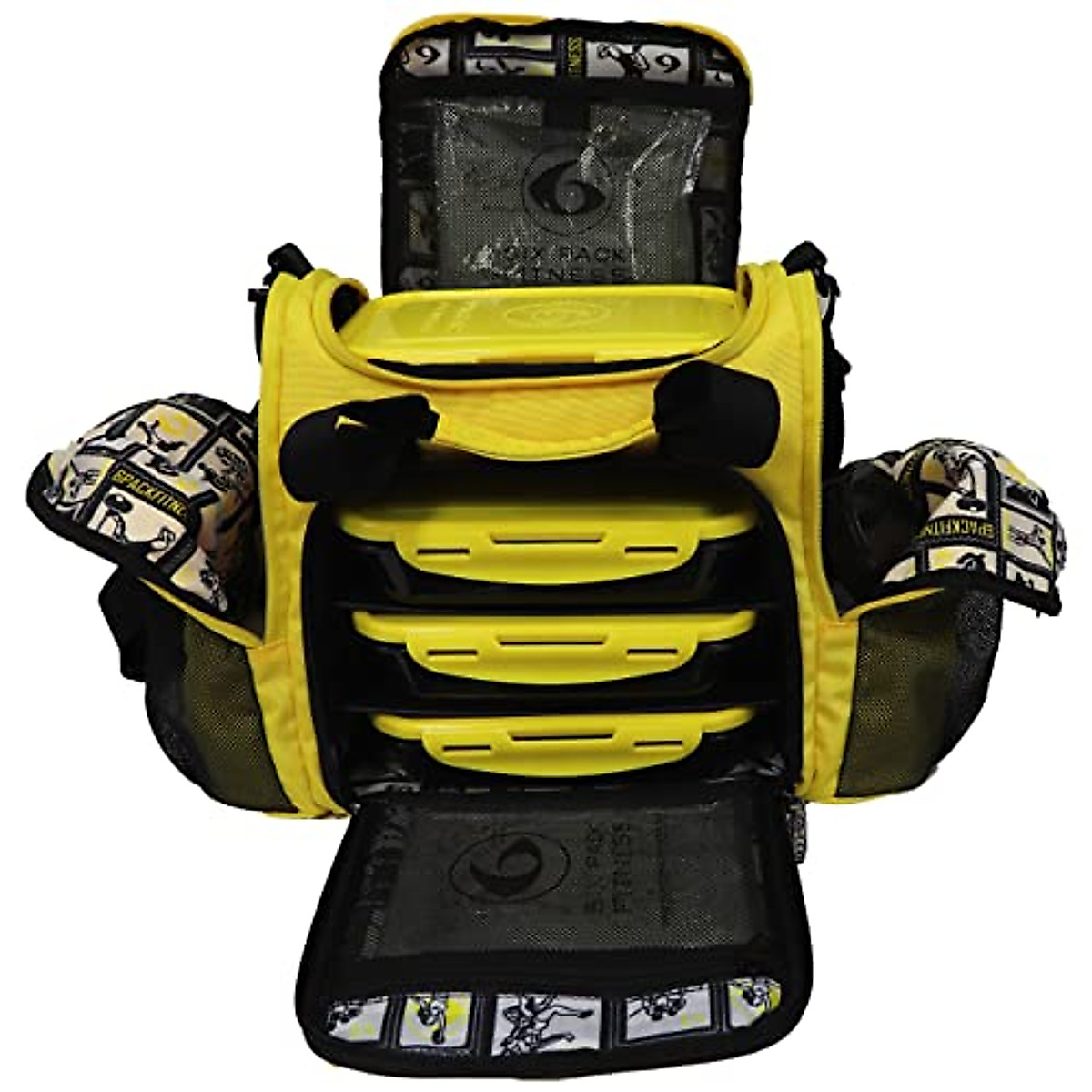 6 Pack Bags Innovator Mini Meal Prep Lunch Bag with 4 BPA-Free, Reusable, Microwavable, Freezer Safe, Portion-Controlled Containers, Pill Organizer, Lunch Box with Storage Pockets - (Yellow/Black)