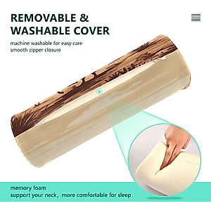 xigua Western Cowboy Neck Roll Pillow for Neck Relief with Removable Washable Cover - Memory Foam Round Cylinder Bolster, Ergonomically Designed for Head, Neck, Back, and Legs