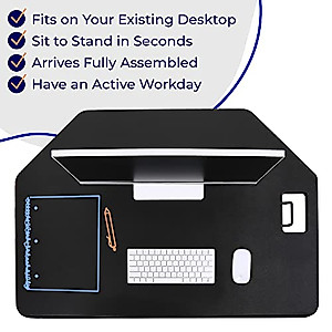 Stand Steady X-Elite Pro | Premier Corner Standing Desk Converter | Extra Large 40 Inch Sit to Stand Desk | Fully Assembled | Height Adjustable Desk Converter for Cubicles and L-Shaped Desks (Black)