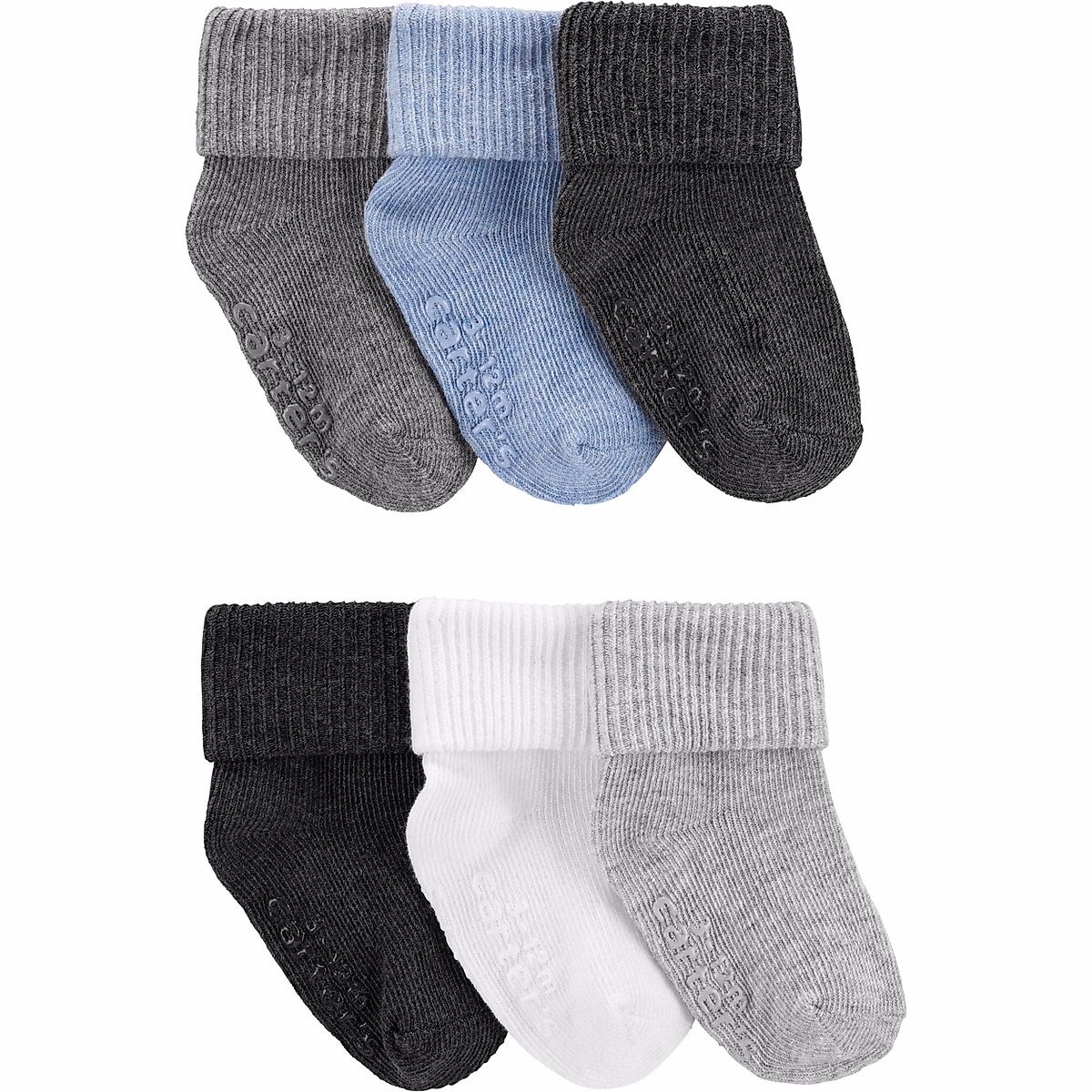 Carter's Baby-Boys Socks, Solid, 3-12 Months (Pack of 6)