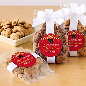2" Red and Gold Graduation Thank You Stickers, 50 Congrats Grad Party Round Favor Sticker Labels.
