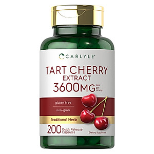 Carlyle Tart Cherry Extract Capsules | 200 Count | Non-GMO and Gluten Free Formula | Traditional Herb Supplement