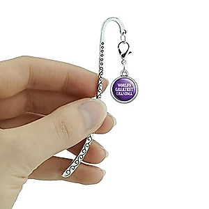 World's Greatest Grandma Grandmother Purple Metal Bookmark Page Marker with Charm