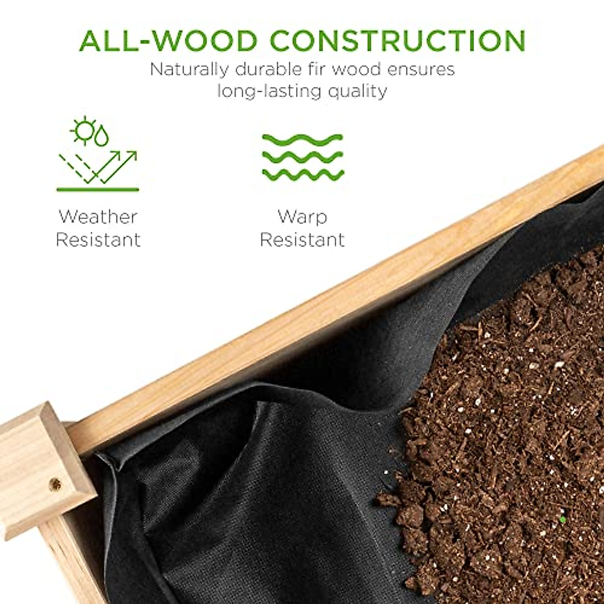 Best Choice Products 48x24x30in Raised Garden Bed, Elevated Wood Planter Box Stand for Backyard, Patio, Balcony w/Bed Liner, 200lb Capacity - Natural