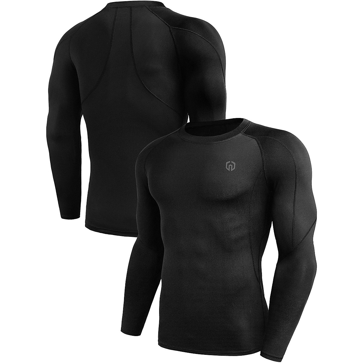 NELEUS Men's 3 Pack Compression Workout Long Sleeve Shirts,5030,Black,US L,EU XL