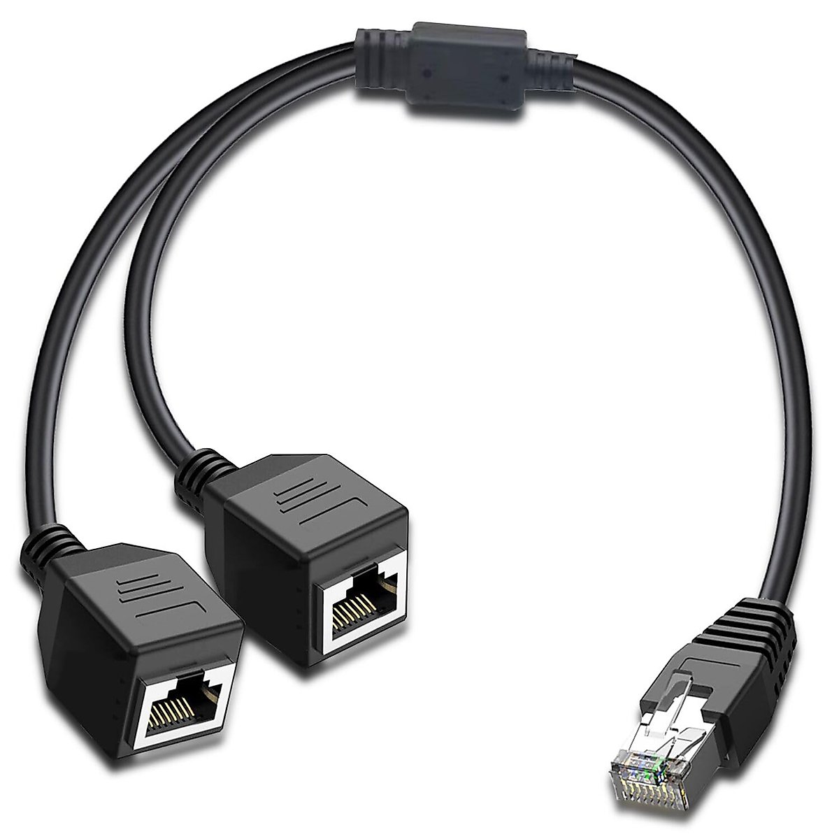 ukiism Ethernet Splitter 1 to 2, RJ45 Splitter LAN Starlink Ethernet Adapter Internet Cable Network Cable 1 Male to 2 Female Suitable Cat5, Cat5e, Cat6, Cat7 LAN Ethernet Socket Connector