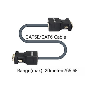 CERRXIAN DB9 RS232 Male & Female to RJ45 Female COM Port to LAN Ethernet Cat5e Cat6 Serial Coupler Extender Adapter(2-Pack)