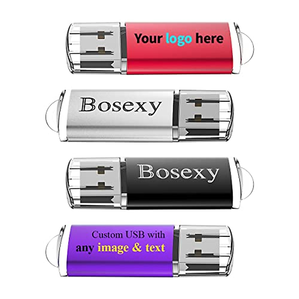USB Flash Drives Custom Logo 128MB 50PCS Bosexy Memory Sticks Personalized Pendrives