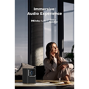 Mini Projector, Emotn N1 Netflix Officially-Licensed Portable Projector, Native 1080P Movie Projector with 5G Wi-Fi and Bluetooth 5.0, Autofocus Auto Keystone, 120" Picture, Dolby Audio Speaker, Grey