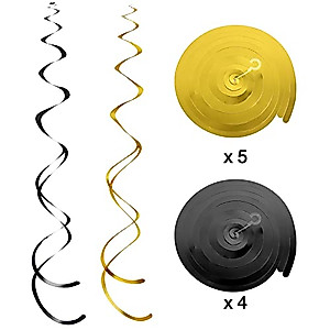 30 Pieces Retirement Party Hanging Swirls Decorations, Happy Retirement Office Retirement Swirls Decorations Foil Ceiling Decorations for Men Women Retirement Party Black Gold