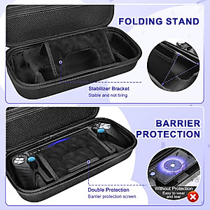 FYOUNG Accessories Kit for PlayStation Portal, Carrying Case Bundle and Magnetic Portable Charger for PS5 Portal with Protective Case, 2 Screen Protectors, Wired Headphone, 8 Thumb Grips (Black)