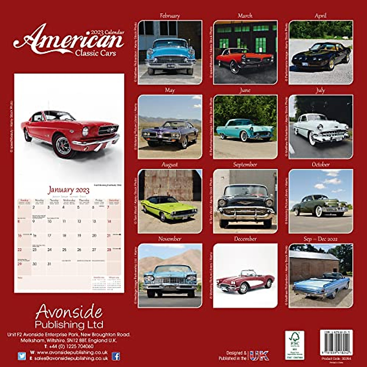Classic Car Calendar 2023 - American Classic Cars 2023 Calendar by Avonside