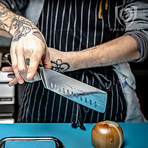 Dalstrong Nakiri Asian Vegetable Knife - 7" - Gladiator Series - Forged German High Carbon Steel - Black G10 Handle Kitchen Knife - Sheath Included - NSF Certified