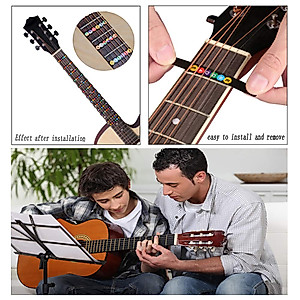 Guitar Fretboard Stickers, Kimlong Color Coded Note Decals Fingerboard Frets Map Sticker for Beginner Learner Practice Fit 6 Strings Acoustic Electric Guitars with 5 Guitar Picks & 1 Bridge Pin Puller