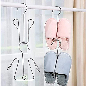 5 Pack Stainless Steel Shoes Hanger Drying Rack for Dehumidifying Hanging Leather Shoes,Double Hook Design Drying Shelf Storage Organizer,Closet Organizer Storage