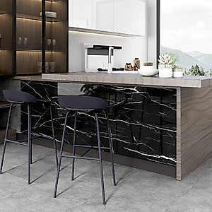 FUKU MON 24"x394" Black Marble Wallpaper Marble Contact Paper for Countertops Peel and Stick Countertops Self Adhesive Waterproof Removable Granite Wallpaper Stick on Wallpaper Kitchen Bathroom