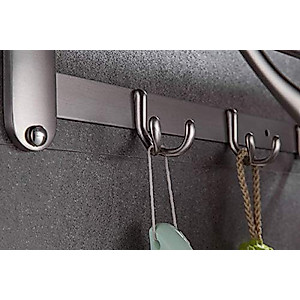 ELLO&ALLO Towel Racks for Bathroom Shelf with Foldable Towel Bar Holder and Hooks Wall Mounted Multifunctional Racks, Brushed Nickel
