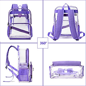 Kasqo Clear Backpack, 15.6 Inch Heavy Duty PVC Transparent Backpack See Through Backpacks for School, College, Sports, Work, Travel, Stadium Approved, White