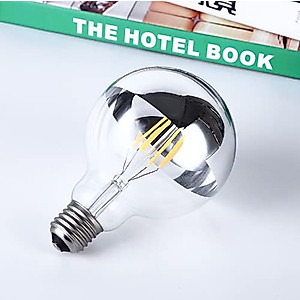 4-Pack 4 Watt Half Chrome Light Bulbs Dimmable G25(G80), E26 Natural White 4000K 40W Equivalent 360lm Edison LED and Christmas Decorative Bulbs with Silver Mirror for Indoor Living Room, AC 120V