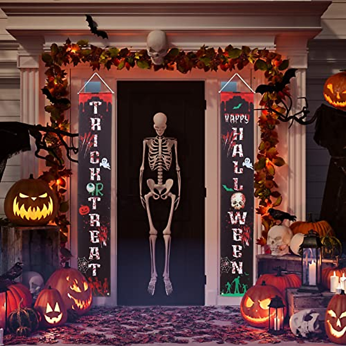 NOLITOY 7 Sets Sign Decor Home Banner Pendant Festival Haunted Couplet Decoration Treat Halloween Spider Party Web Indoor Trick Decorations Creative Delicate Hanging Outdoor Scene Front