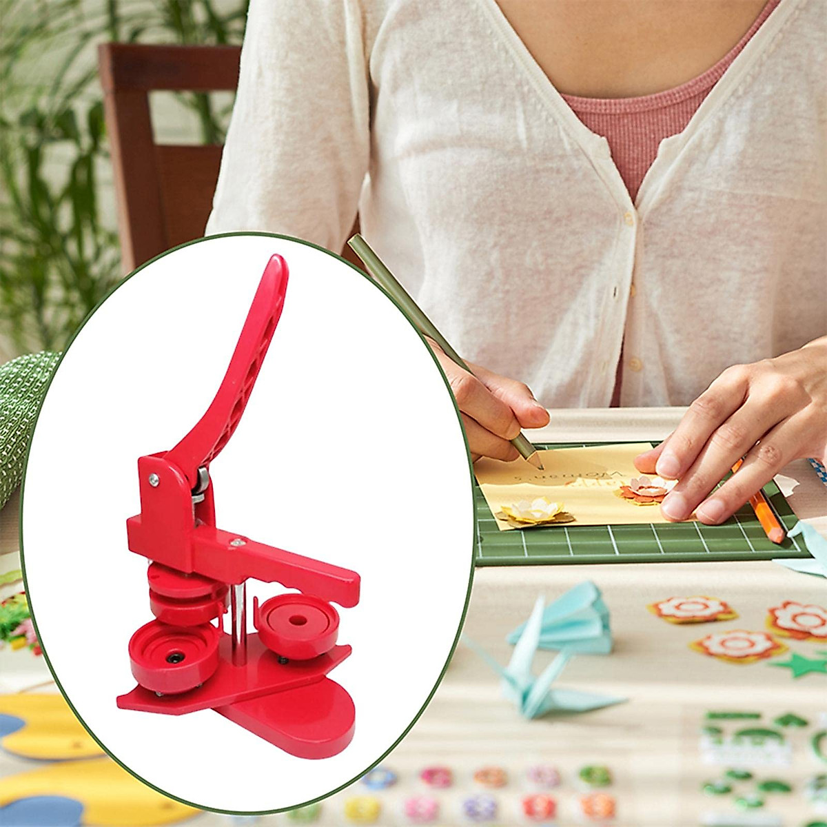 Colaxi 58mm Button Maker Machine with 100 Set Button Parts Badge Press Maker Button Badge Machine