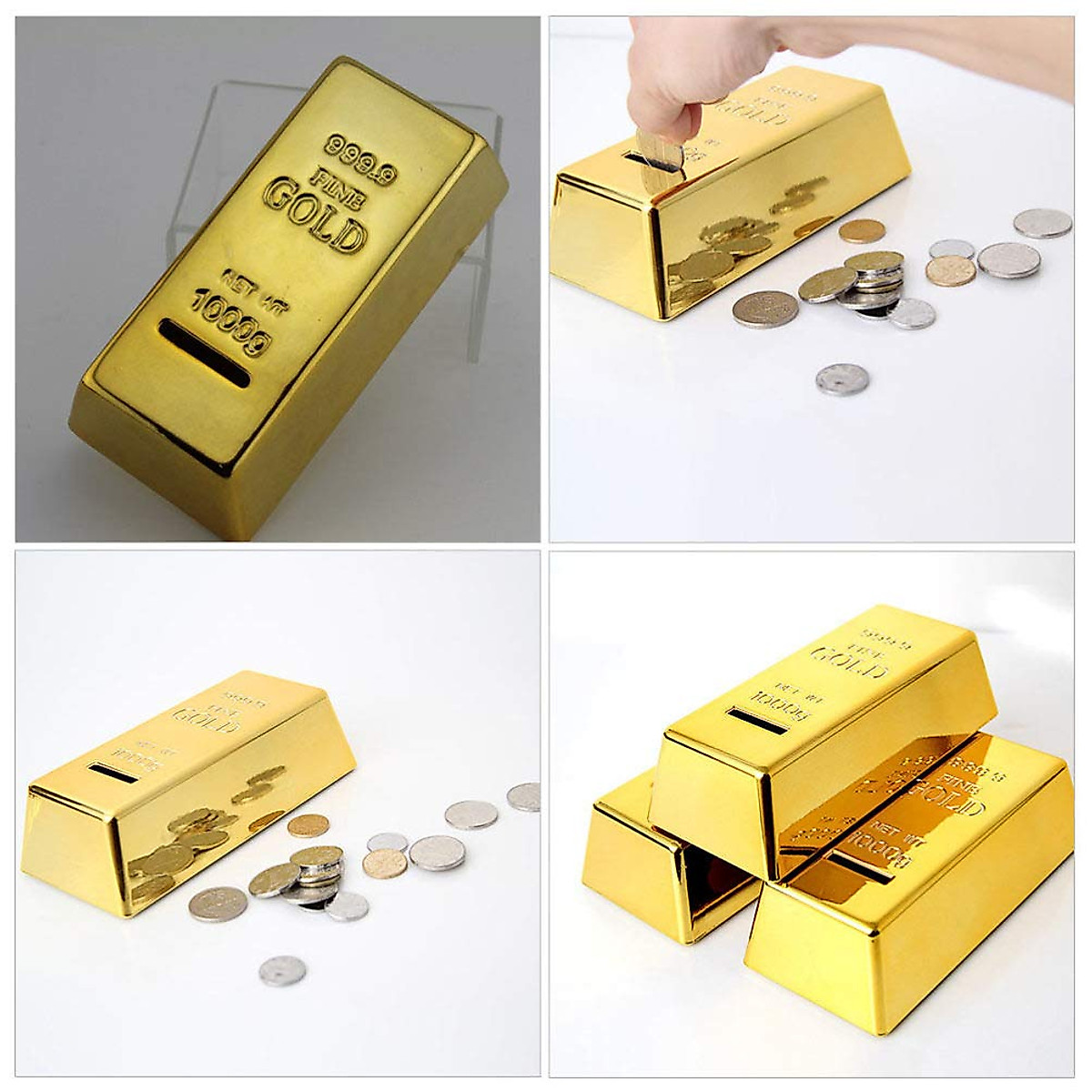 Kisangel Bar Bank Bar Piggy Bank Brick Saving Money Box Wealth Good Luck Success Decor for Kids Children Easter Birthday Party Favor