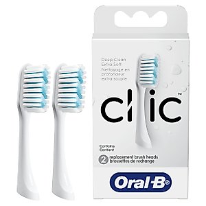 Oral-B Clic Toothbrush Replacement Brush Heads, Deep Clean, White, 2 Count