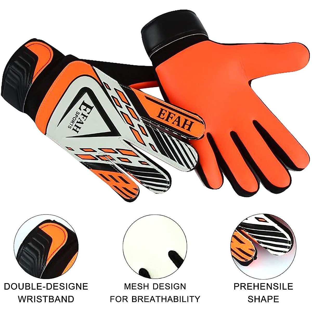 EFAH SPORTS Soccer Goalie Goalkeeper Gloves for Kids Boys Children Football Gloves with Strong Grips