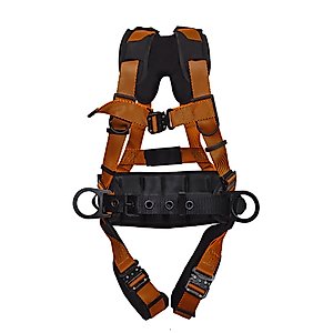 Malta Dynamics Warthog Comfort MAXX Construction Harness with Removable Belt, Side D-Rings and Additional Thick Padding, OSHA/ANSI Compliant, Large-XLarge