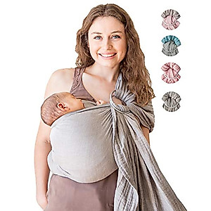 Baby Sling and Ring Sling 100% Cotton Muslin Infant Carrier, Ring Sling Baby Carrier Front and Chest Newborn Carrier Baby Carrier Wrap, Toddler Carrier – Grey