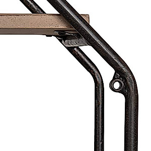 Kate and Laurel Lintz Large Octagon Shaped Floating Wood Book Shelves for Decorative Wall Display, Black Metal Frame with Rustic Brown Shelves