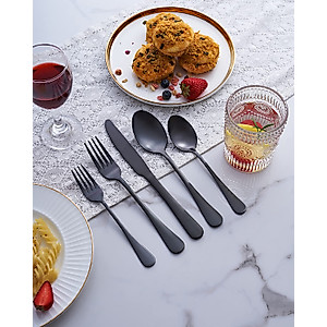 Joincook Matte Black Silverware Set,Stainless Steel Flatware Set,20 Pieces Set Cutlery Utensils Set Service for 4,Spoons and Forks Set, Dishwasher Safe