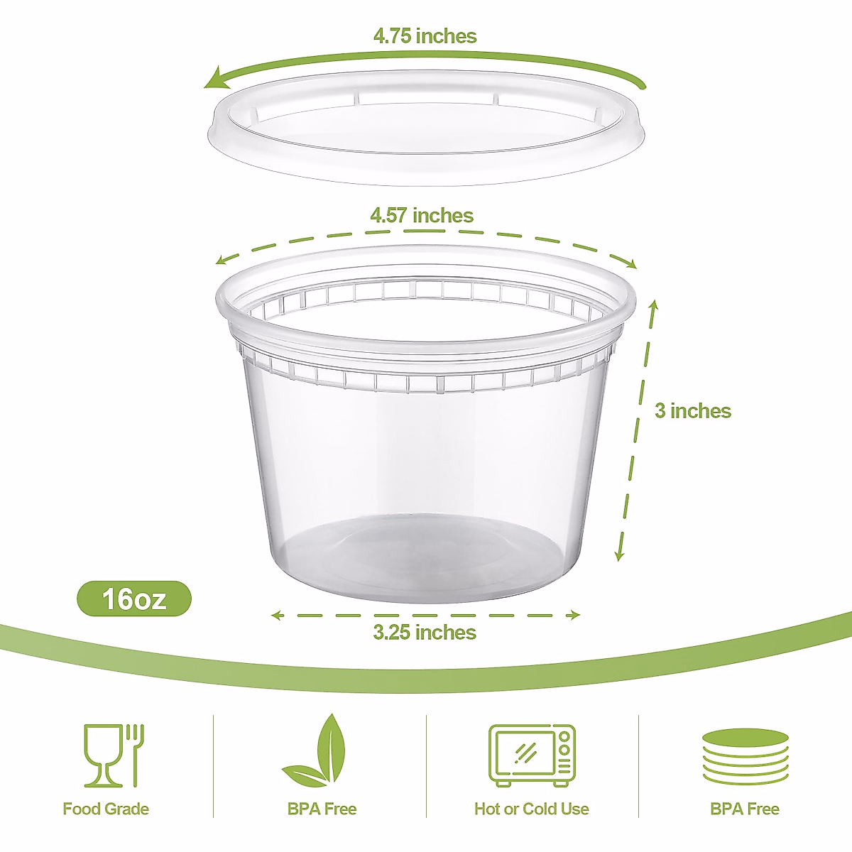 AOZITA 32 Sets 16 oz Plastic Deli Food Containers With Lids, Airtight Food Storage Containers, Freezer/Dishwasher/Microwave Safe, Soup Containers For Takeout Meal Prep Storage