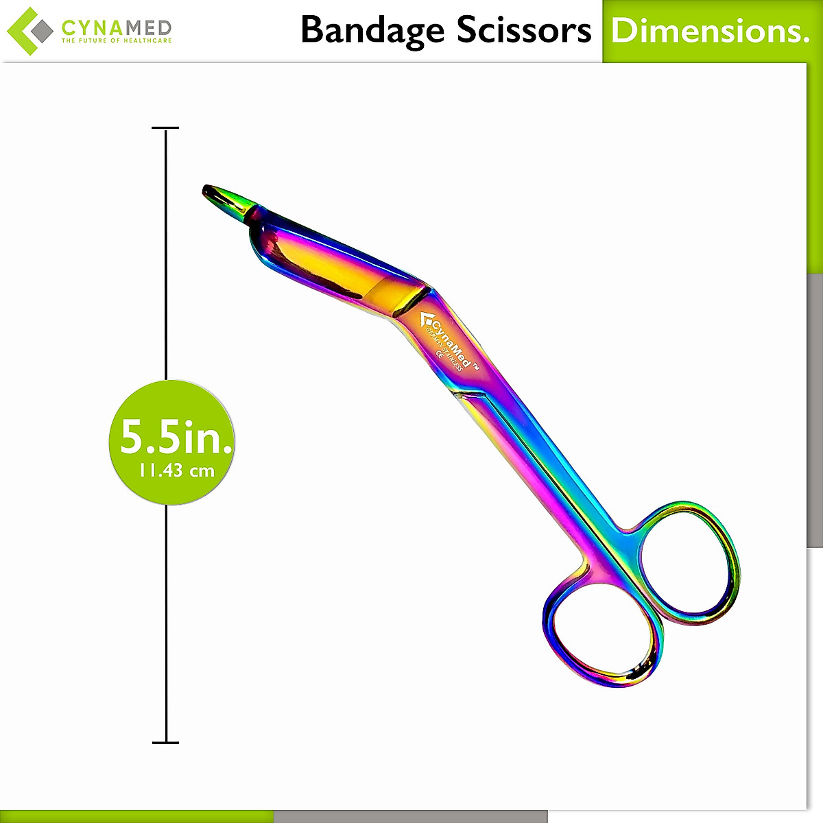 Artzone Lister Bandage Scissors - 5.5-Inch Cynamed Medical-Grade Stainless Steel Shears - Multi-Colored Rainbow Titanium Finish - Sharp Blades Cut Through Bandages, Dressing, Tape, Gauze, Clothing