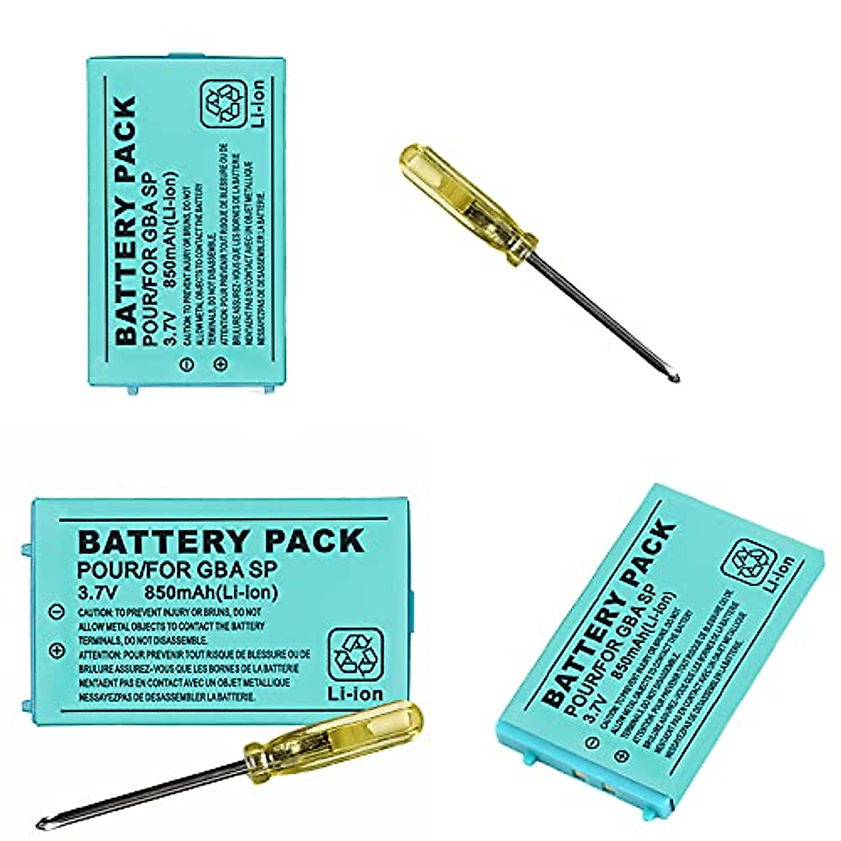 GMRBOO 850mah 3.7V Rechargeable Lithium Ion Replacement Battery for Nintendo GBA Sp + Tool Pack Kit Compatible for Nintendo GBA SP