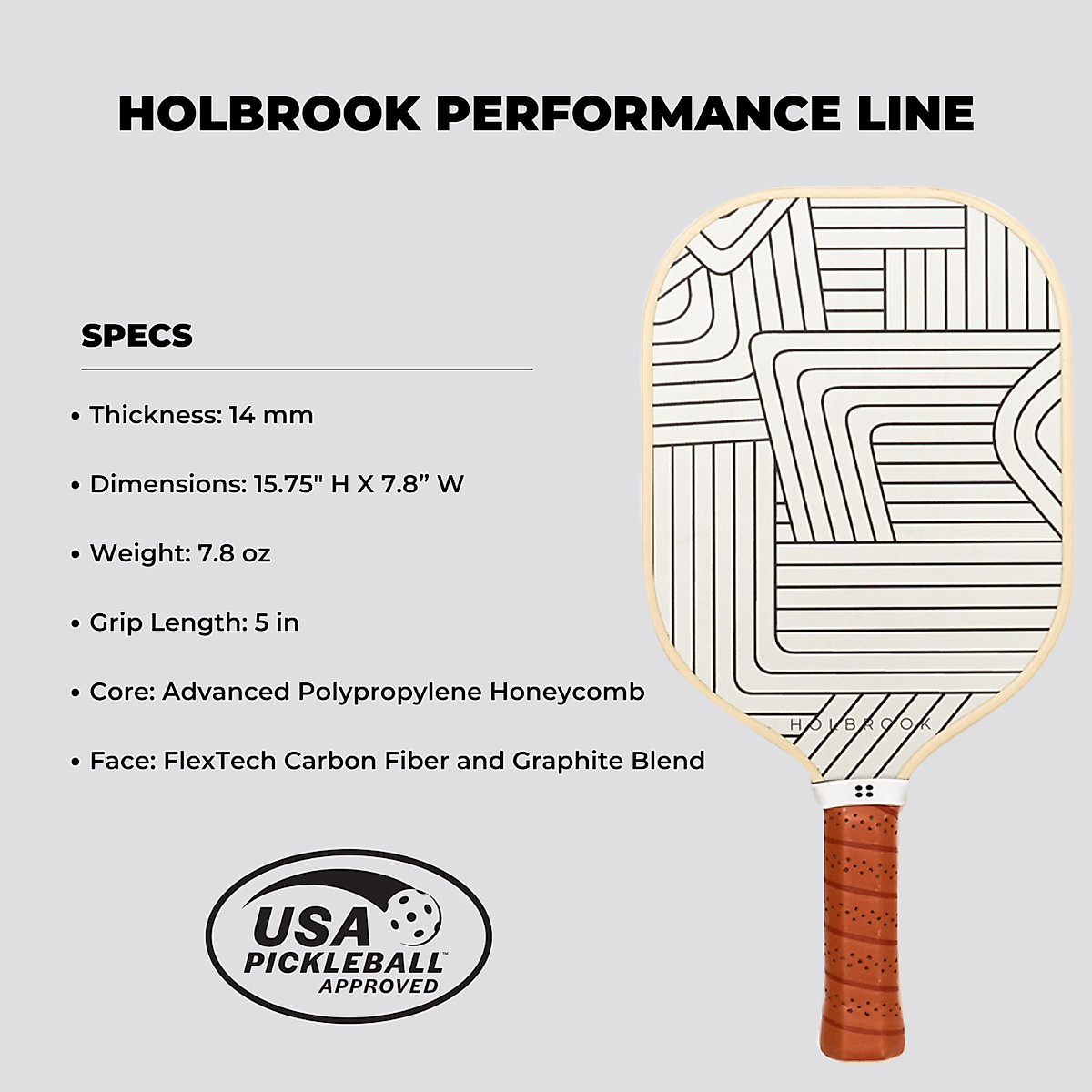 Holbrook Pickleball Paddles - Soho Design | Performance Series | Carbon Fiber Pickleball Paddle, Graphite Blend Surface | Polypropylene Honeycomb Core | Cute Pickleball Paddle