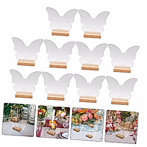 FUNOMOCYA 10 Sets Butterfly seat card DIY arch acrylic sign acrylic place cards holder wedding desk sign acrylic table numbers Clear Butterfly Acrylic sign digital sign Clip banquet blank