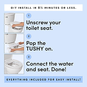 TUSHY Fresh Bidet: Ultra Slim Toilet Seat Attachment (Non-Electric Self-Cleaning Hygienic Nozzle) Easy DIY Install <10 Min | Adjustable Water Pressure, Bamboo Knob