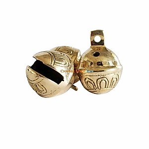 Crossing Seven Seas Handmade Brass Sleigh Bell Golden 44 mm Set of 6, Flower Design Sleigh Bell, Holiday Decoration, Wreath Supply, Christmas Decoration Wreath, Cowbell