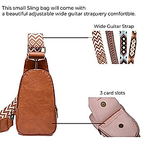 Sanxiner Sling Bag for Women,Light weitght Chest Bag with Wide Strap,Crossbody Fanny Packs for Women,Faux Leather Satchel Backpack (1-Brown)