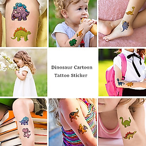 10 Sheets(120PCS) Dinosaur Temporary Tattoos for Kids Cartoon Fake Tattoo Stickers Cute Dinosaur Egg Tree Leaf Design Waterproof Body Art Tattoo Sticker for Kids Birthday Party Decoration Supplies