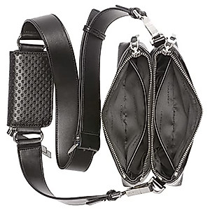 Calvin Klein Chrome Organizational 2 in 1 Top Zip Crossbody, Black/Silver