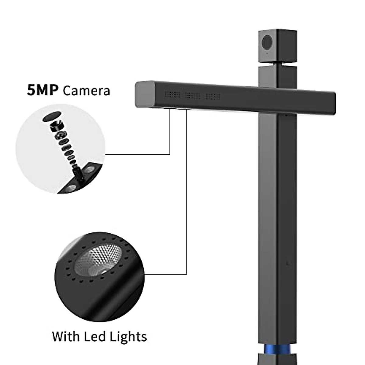 CZUR Shine 500 Surface Pro DC Document Scanner, 5MP Document Camera + 2MP Webcam+ Working Surface, A4 Scanner for Computer/Laptop, 180+ Languages OCR, Fast Scan 1s/Page, for PC/Mac