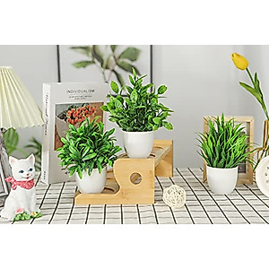 Miracliy 4 Packs Mini Fake Plants Artificial Potted Eucalyptus Faux Plants for Home Office Farmhouse Bathroom Table Shelf Decor Indoor
