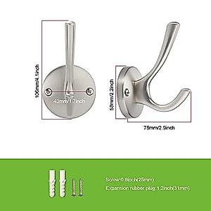 TUNNY 5 Pack Round Coat Towel Hooks - Brushed Nickel Coat Hooks for Hanging Coats Towel Hooks for Bathroom Wall Mounted Zinc Alloy Bath Towel Hooks Robe Clothes Hook Holder Heavy Duty Wall Hooks