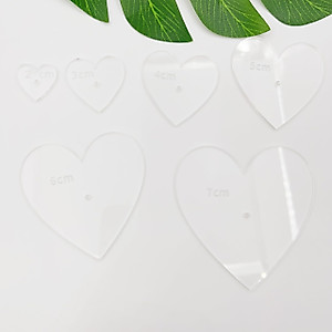 Set of 6 Heart Shape Acrylic Sashiko Stencils for Hand Quilting and Embroidery (Heart)
